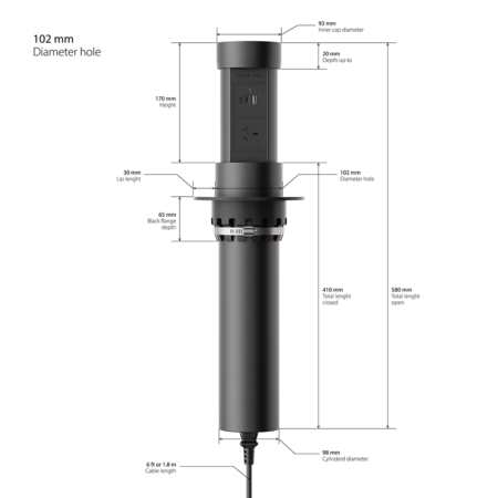 Pop up outlet with usb by award winning Point Pod
